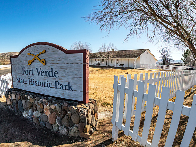 Welcome to the Wild West time machine! Fort Verde State Park's entrance sign promises a journey back to Arizona's frontier days.