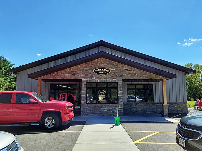 Welcome to cheese paradise! Mullins Cheese's unassuming exterior hides a world of dairy delights, like Clark Kent concealing Superman's cape.