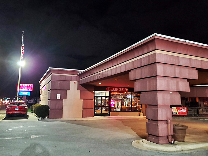 Pink palace or breakfast paradise? George's Family House Restaurant & Bar stands ready to satisfy your morning cravings, day or night.