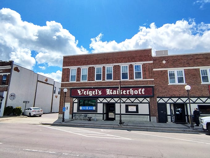 A slice of Bavaria in the heart of Minnesota! Veigel's Kaiserhoff stands proud, its brick facade a time portal to 1933 Germany.