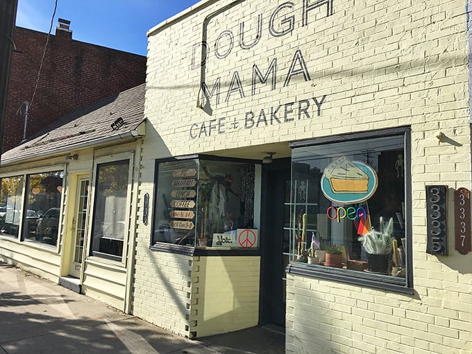 Welcome to carb heaven! Dough Mama's cheery yellow exterior is like a beacon of buttery hope in Clintonville.