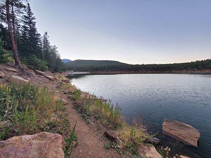 Who needs a green screen when you've got this? Mother Nature's showing off at Morphy Lake State Park, painting a masterpiece of mountains, forests, and crystal-clear waters.