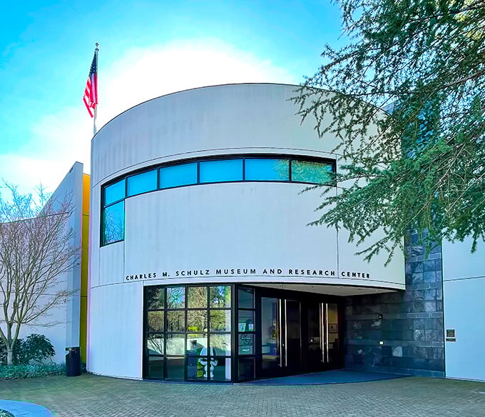 A modern-day Fortress of Solitude for comic lovers! The Charles M. Schulz Museum stands proudly against the California sky, inviting visitors to explore a world of wit and wisdom.