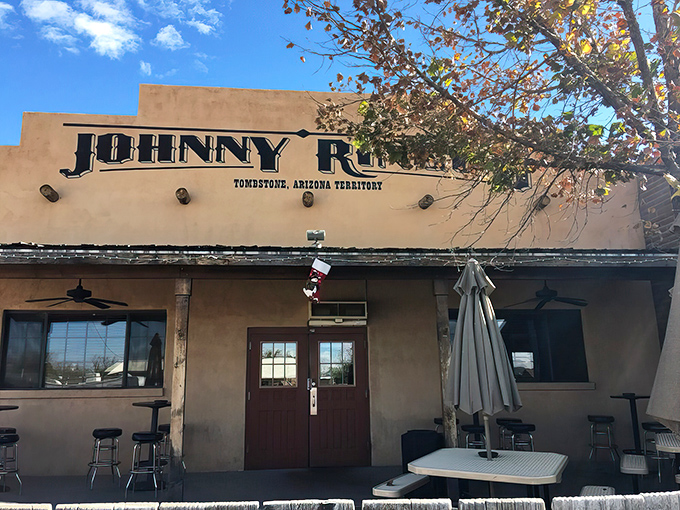 Howdy, partner! Johnny Ringo's beckons like a mirage in the desert, promising cold drinks and Wild West charm.
