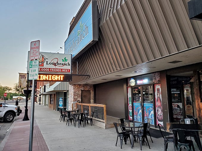 "Where good friends meet" indeed! The Longbranch's exterior promises a night of camaraderie, comfort food, and perhaps a dash of small-town intrigue.