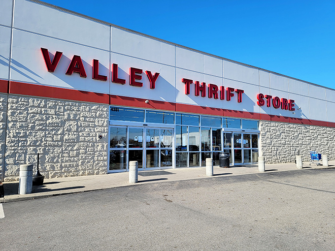 Welcome to the mothership of secondhand treasures! Valley Thrift Store's exterior promises a world of wonders within, like a portal to bargain heaven.