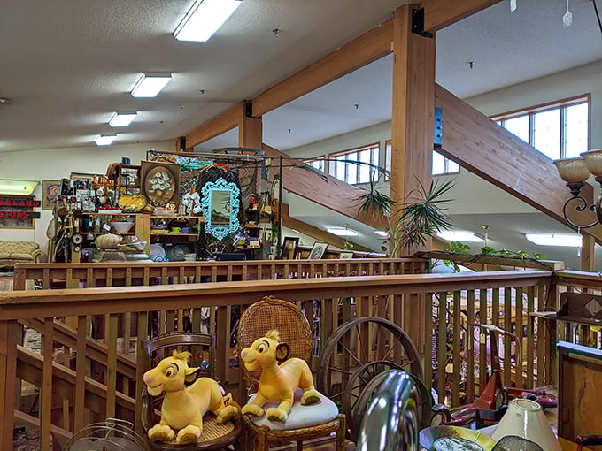 Up, up, and away to the second floor! This elevated treasure trove proves that in the world of antiques, the sky's the limit.