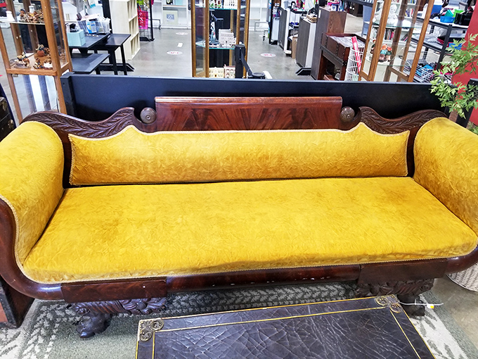 This stunning yellow Victorian sofa makes a bold statement &ndash; perfect for those who want their furniture to spark conversation.