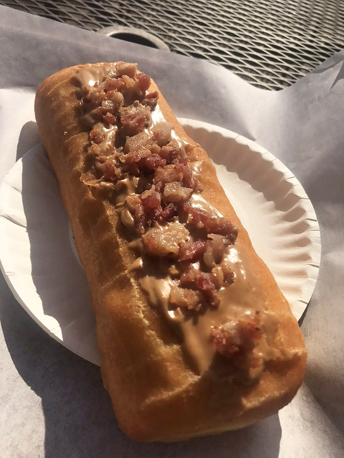 Long John Silver, meet your sweeter cousin! This bacon caramel long john is a flavor explosion that would make pirates abandon their gold.