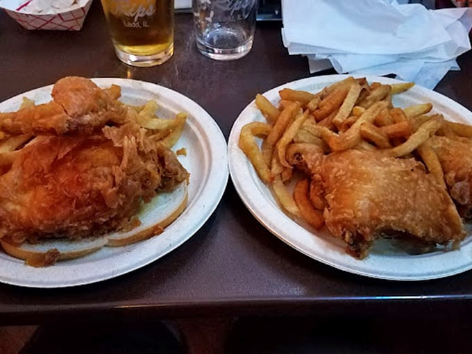 The holy grail of comfort food. This plate of fried chicken and fries is what dreams (and loose-fitting pants) are made of.