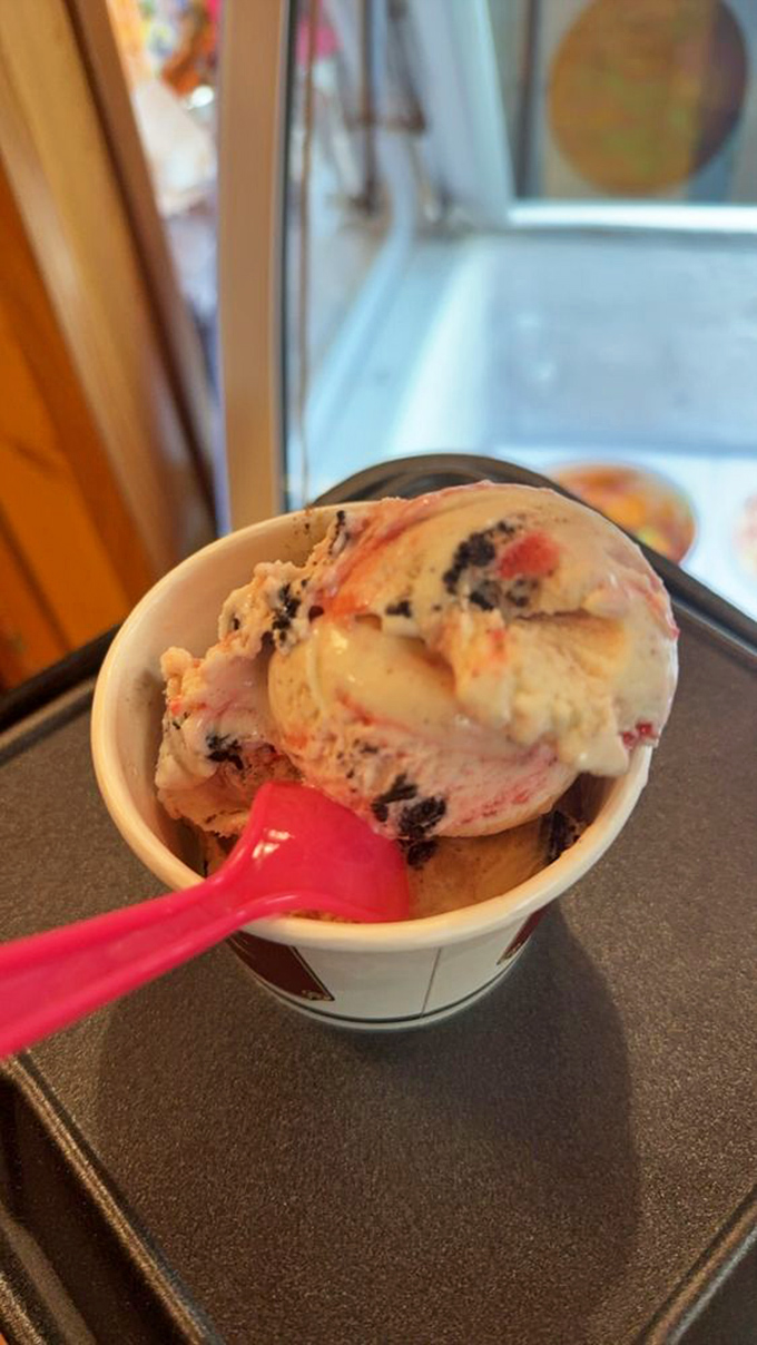 Ice cream that's worth the brain freeze! This scoop looks so good, you'll contemplate trading your firstborn for just one more bite.