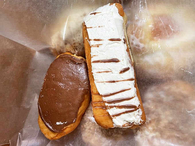 Long Johns: The stretch limos of the donut world. These cream-filled wonders are longer than some small-town gossip sessions.