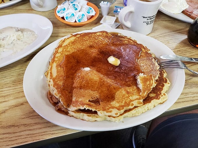 Stack 'em high! These pancakes are so fluffy, they might float away if not anchored down by that perfectly melting pat of butter.