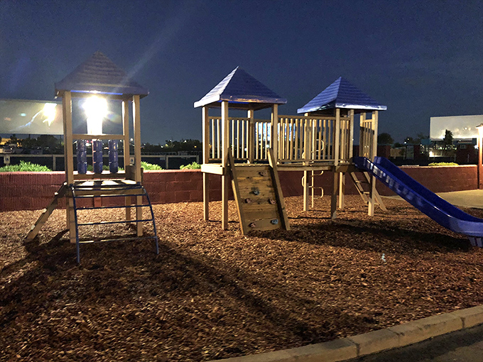 Who says playgrounds are just for kids? This illuminated wonderland invites movie-goers of all ages to unleash their inner child before showtime.