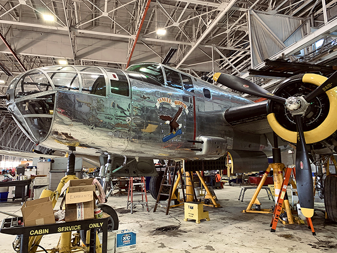 A little TLC goes a long way! This B-25 Mitchell is getting the spa treatment, aviation style.