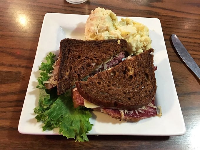 Reuben sandwich goals! Stacked higher than a Montana mountain and twice as satisfying.