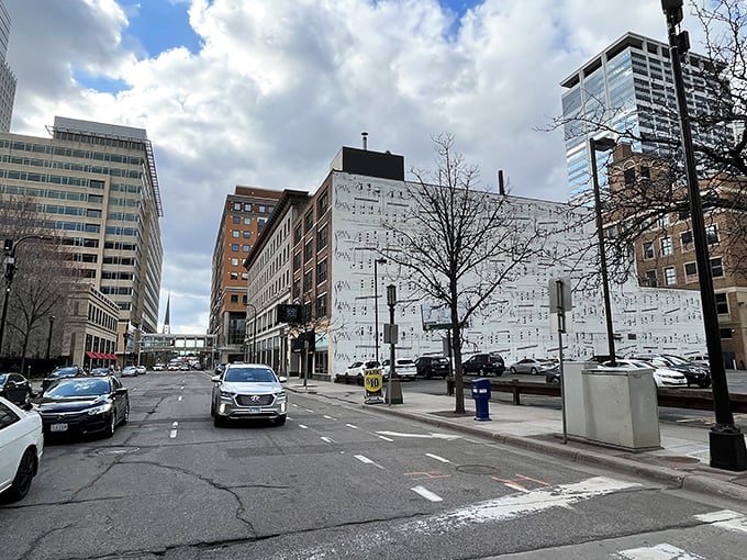 Rush hour meets rhythm hour. The Music Wall adds a lyrical backdrop to the daily downtown dance.