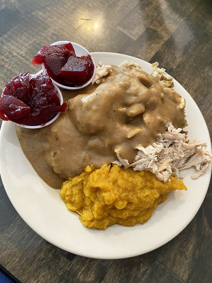 Thanksgiving came early! This turkey dinner special is like a warm hug for your taste buds.