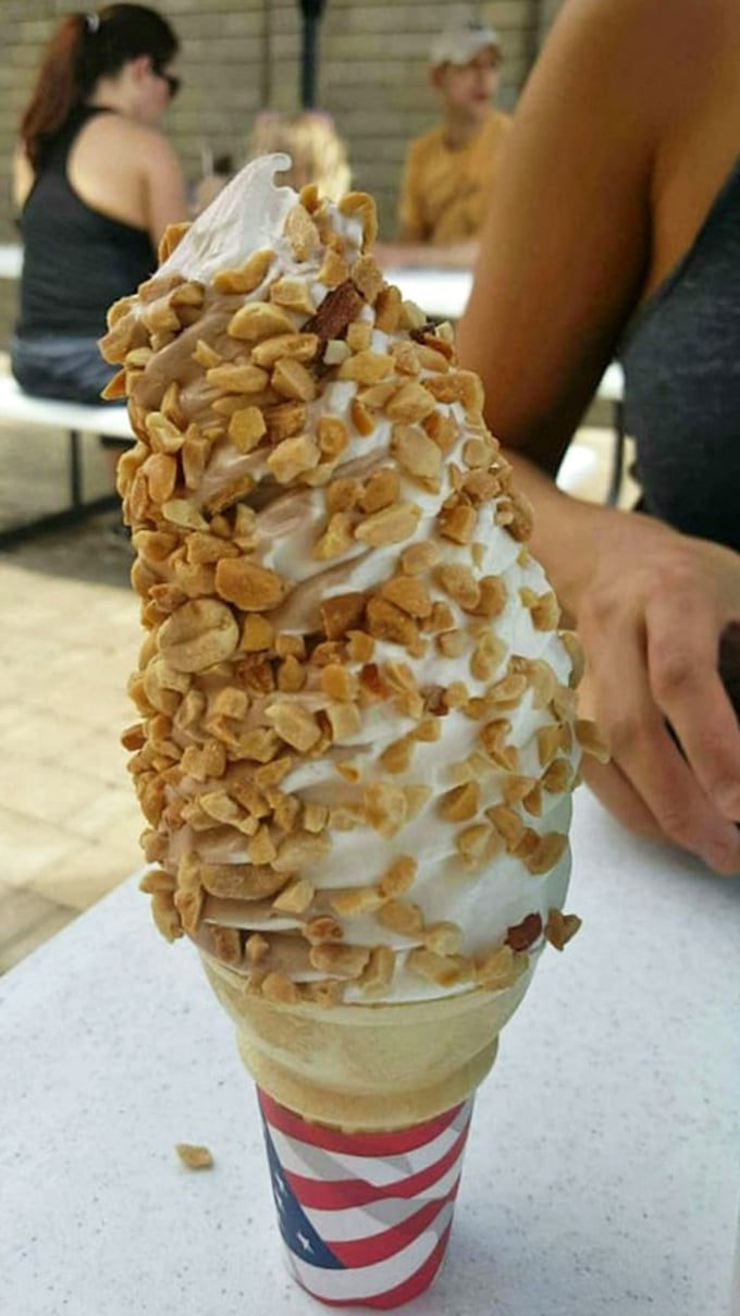 Nutty nirvana! This twist is rocking a crunchy coat of peanuts. It's like a party, and every nut's invited!