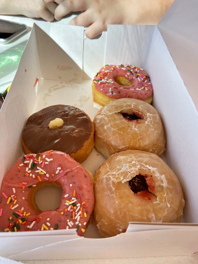 A peek inside reveals a treasure trove of flavors. It's like opening a jewelry box, but way more delicious!