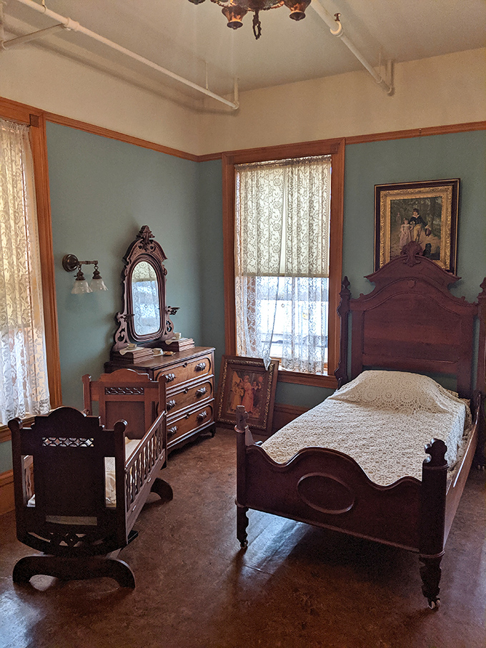 Sweet dreams are made of this: a bedroom that's part time capsule, part fairy tale. That bed has probably seen more drama than a soap opera marathon.