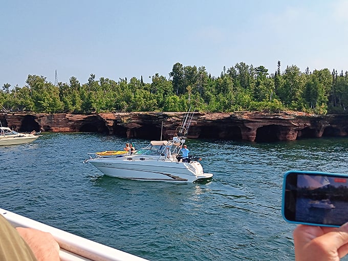 Boating bliss in the Apostle Islands. It's like a water park for grown-ups, minus the screaming kids and overpriced snacks.