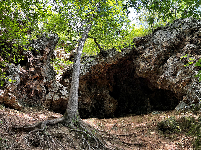 Cave dwelling, Oklahoma style. It's no Batcave, but it's got its own kind of superhero charm.