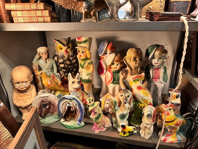 Meet the guardians of kitsch! These ceramic critters are ready to add a touch of whimsy to any shelf brave enough to host them.