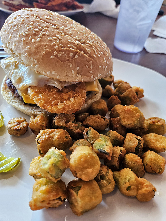 The sandwich that'll make you forget all about those fancy big-city burgers! Crispy chicken and golden-fried okra create a dynamic duo of deliciousness.