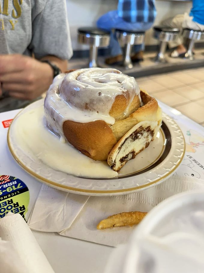 Cinnamon roll or cloud of sugary heaven? This gooey giant is what sweet dreams are made of &ndash; fork and napkin required!