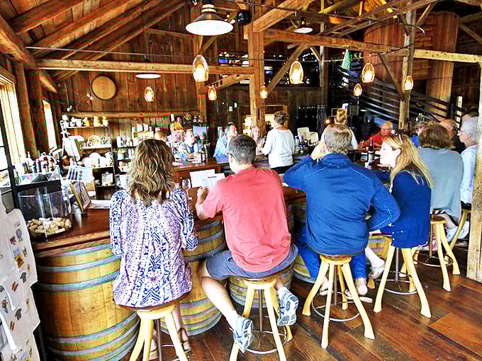 Belly up to the barrel! This tasting bar is where wine dreams and new friendships are forged.
