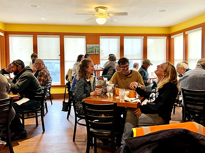 A slice of local life, served with a side of laughter. These diners know the secret to starting the day right.