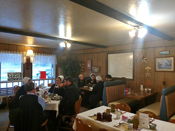 Where everybody knows your name... or at least your favorite order. These diners look like they're solving the world's problems, one bite at a time.