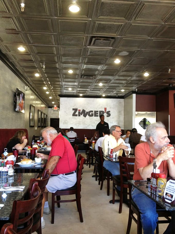 Where everybody knows your order! Zinger's bustling dining room is filled with regulars who come for the sandwiches and stay for the community vibe.