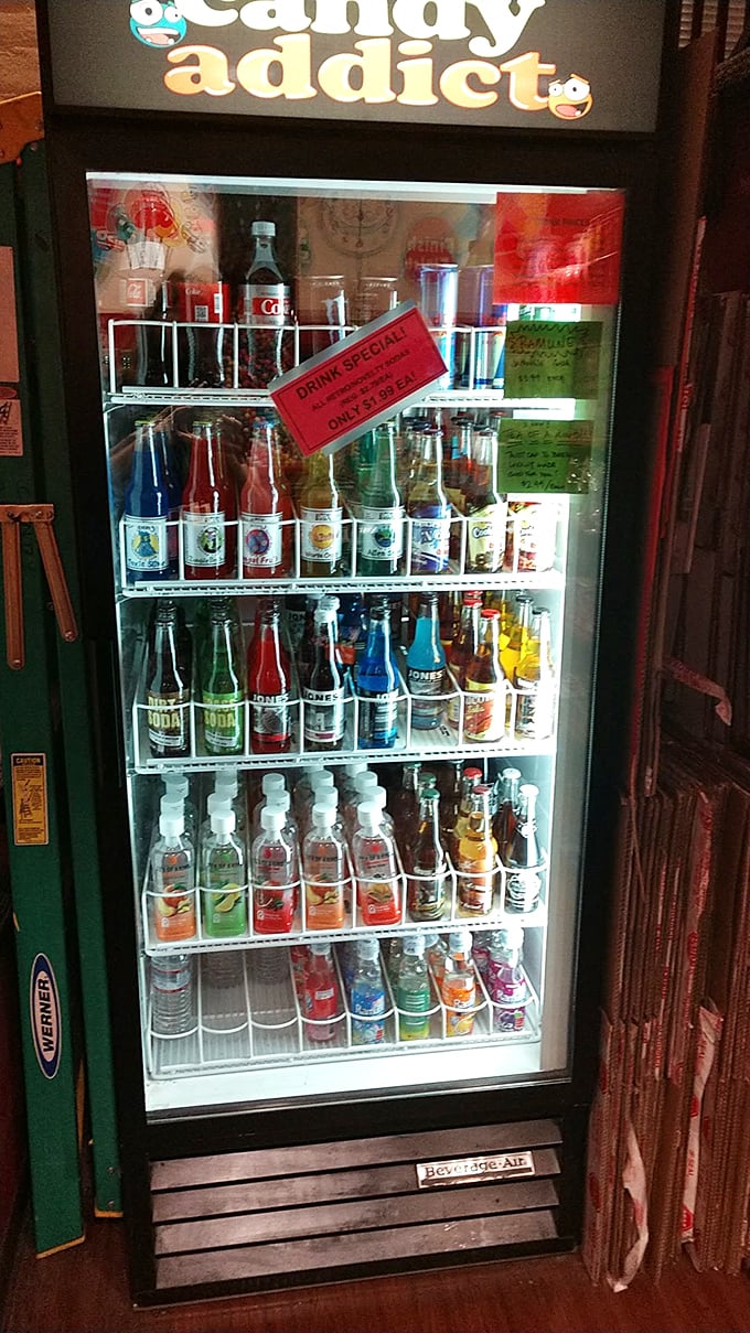 Liquid candy? Why not! This fridge full of colorful concoctions proves that sometimes, the best way to enjoy your sugar is to drink it.