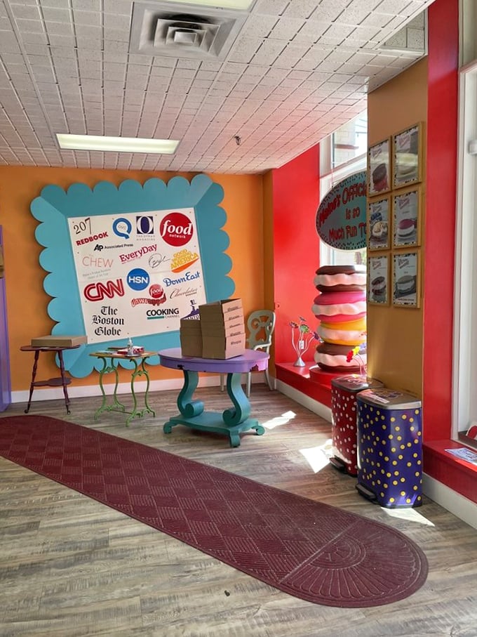 Wall of fame! This colorful display is like a hall of fame for whoopie pie achievements.