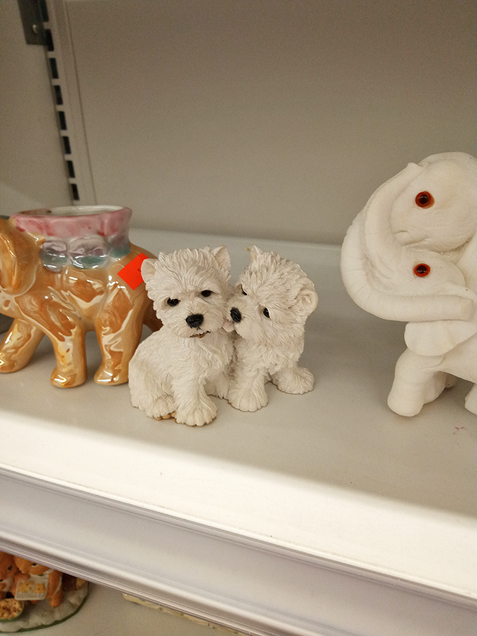 It's a menagerie of memories! These figurines are like a Noah's Ark of knick-knacks, each with a story to tell. Just don't let them start a conversation.