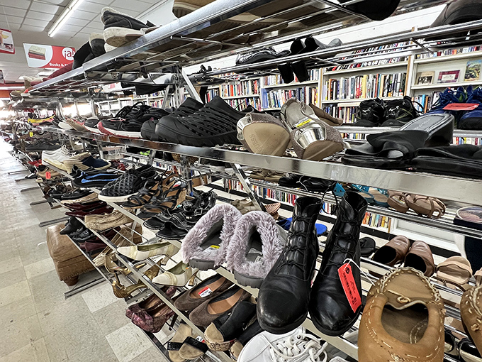 If Imelda Marcos had a garage sale, it might look like this. From stilettos to sneakers, every step's a steal.