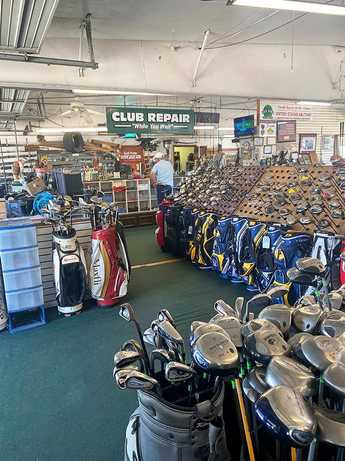 Fore! score and seven yards away... Golf enthusiasts will find their happy place amidst this sea of clubs. Time to polish up that swing!