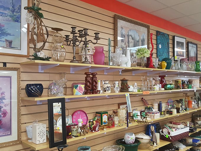Home decor heaven or tchotchke purgatory? Either way, these shelves are a goldmine for quirky conversation pieces.