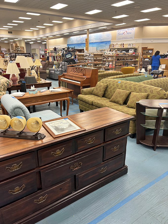 Living room goals, anyone? This furniture section is like a time capsule of American design, from mid-century modern to overstuffed comfort.