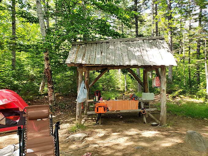 Glamping, 19th-century style. This rustic shelter offers a cozy spot to rest your feet and fuel up for more historic explorations.