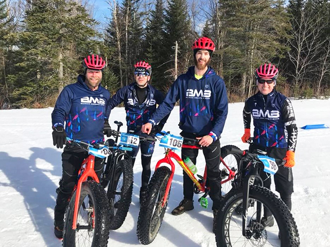 Fat bike enthusiasts: Proving that in Rangeley, even the bicycles bundle up for winter.