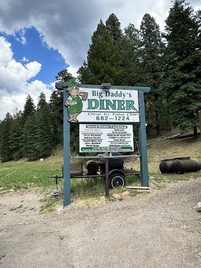 Your appetite's North Star! This sign isn't just giving directions; it's pointing the way to flavor town, population: you and your soon-to-be-very-happy stomach.