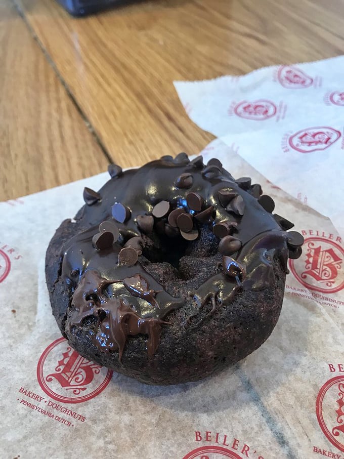 Triple the chocolate, triple the fun! This doughnut is so rich, it probably has its own Swiss bank account.