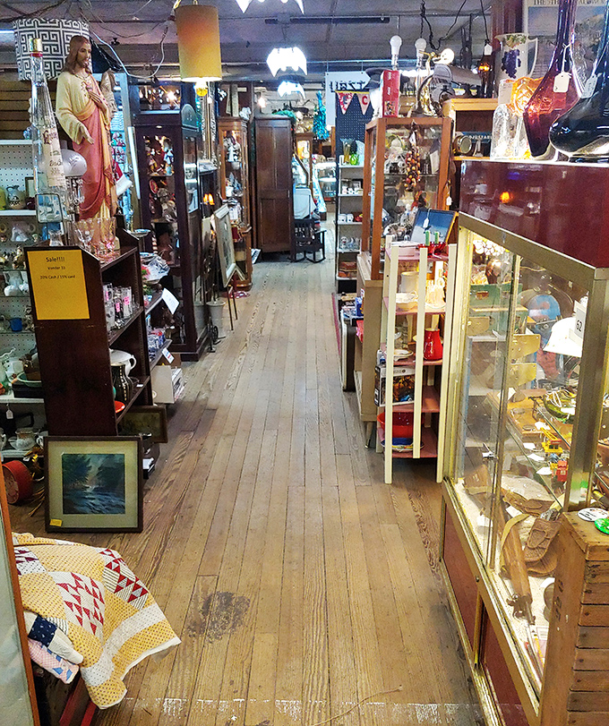 "The yellow brick road of antiquing!" Follow this aisle to emerald treasures of the past. Just watch out for flying monkeys... or falling price tags!