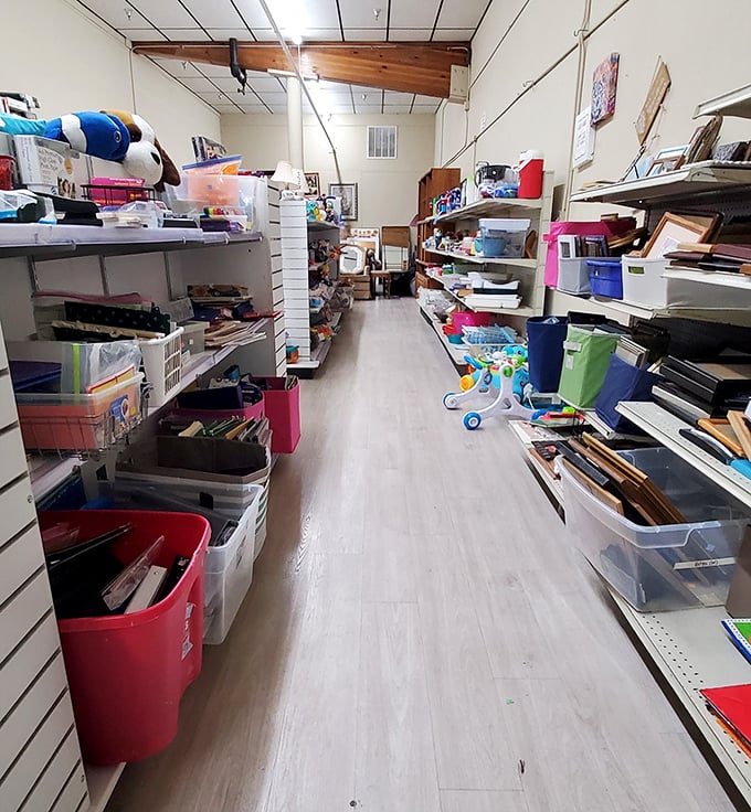 Behold the aisle of infinite possibilities! From books to knick-knacks, it's a smorgasbord of curiosities that would make even Marie Kondo's head spin.