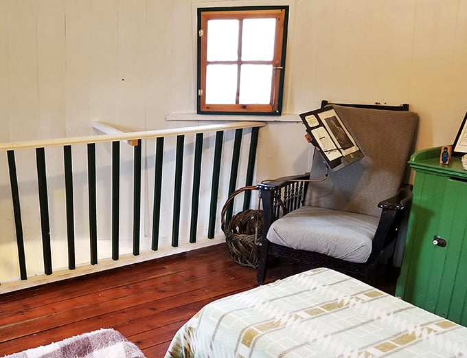 Take a seat and stay awhile! This cozy corner of the Pickle Barrel House invites visitors to relax and soak in the quirky atmosphere.