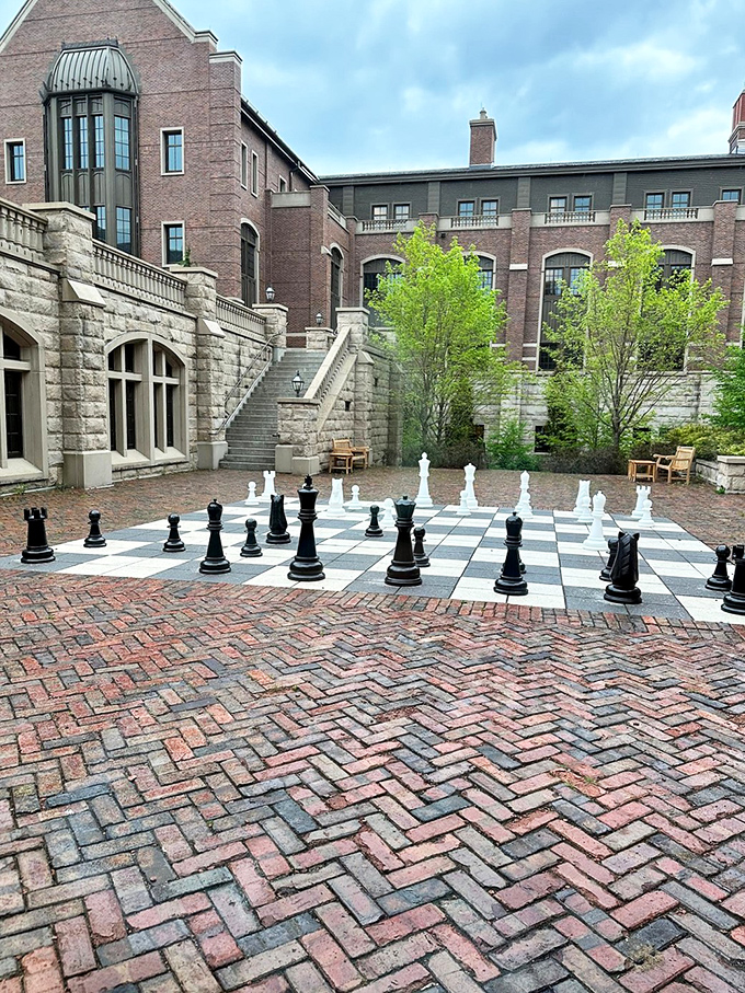 Checkmate your coffee break! Epic's courtyard chess set proves that even tech geniuses need to exercise their strategic muscles.