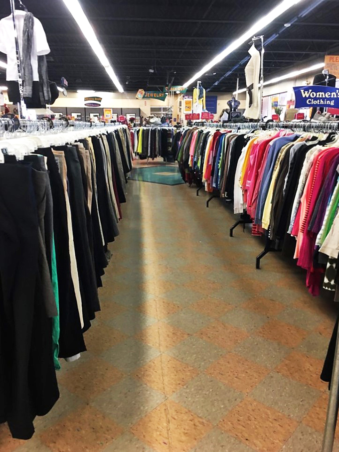 Fashion time machine alert! From vintage classics to yesterday's trends, this clothing aisle is a catwalk through the decades.